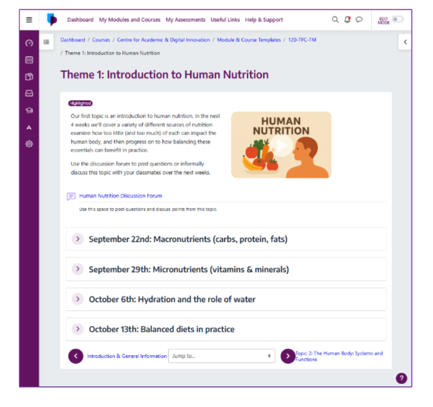 Moodle Templates for Connected Curriculum | University of Portsmouth